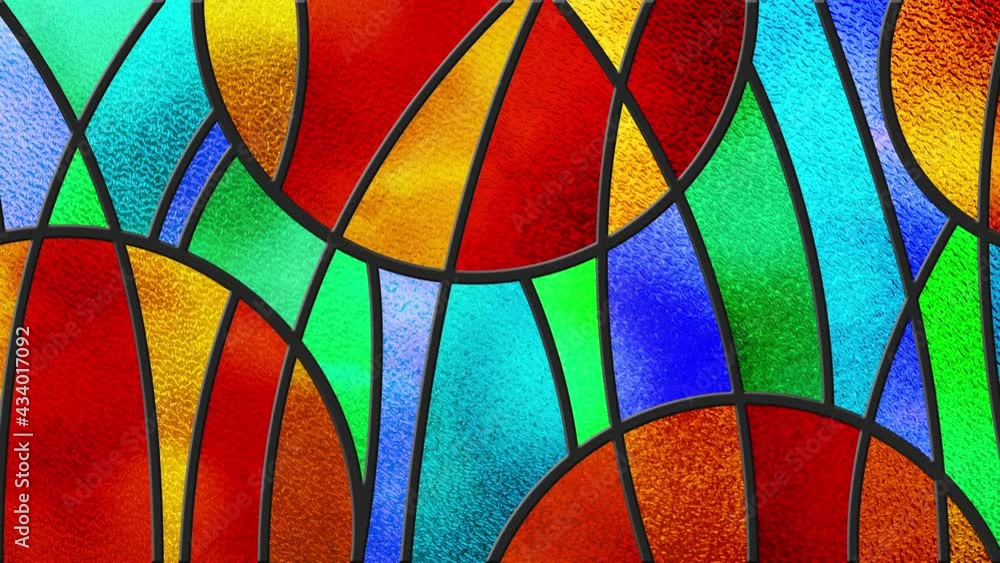 Animated colorful modern looping stained glass window. Seamlecc ...