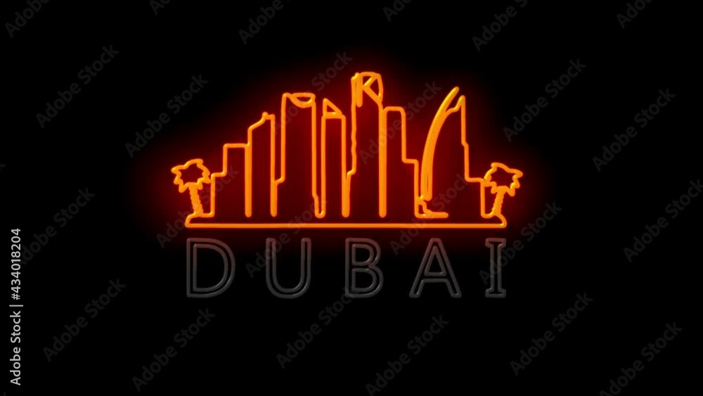 DUBAI. neon lights backgrounds. Stock Video | Adobe Stock