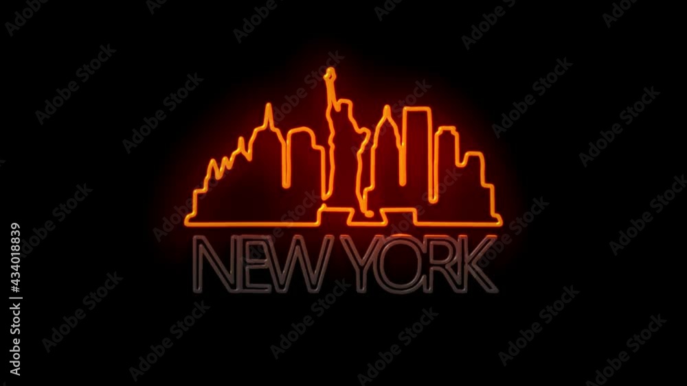 NEW YORK. Animation neon lights backgrounds. Stock Video | Adobe Stock
