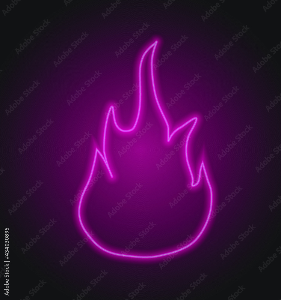Neon fire icon. Elements in neon style icons. Simple neon flame icon ...