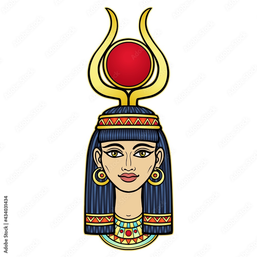 Animation portrait of beautiful Egyptian woman in ancient hairstyle ...
