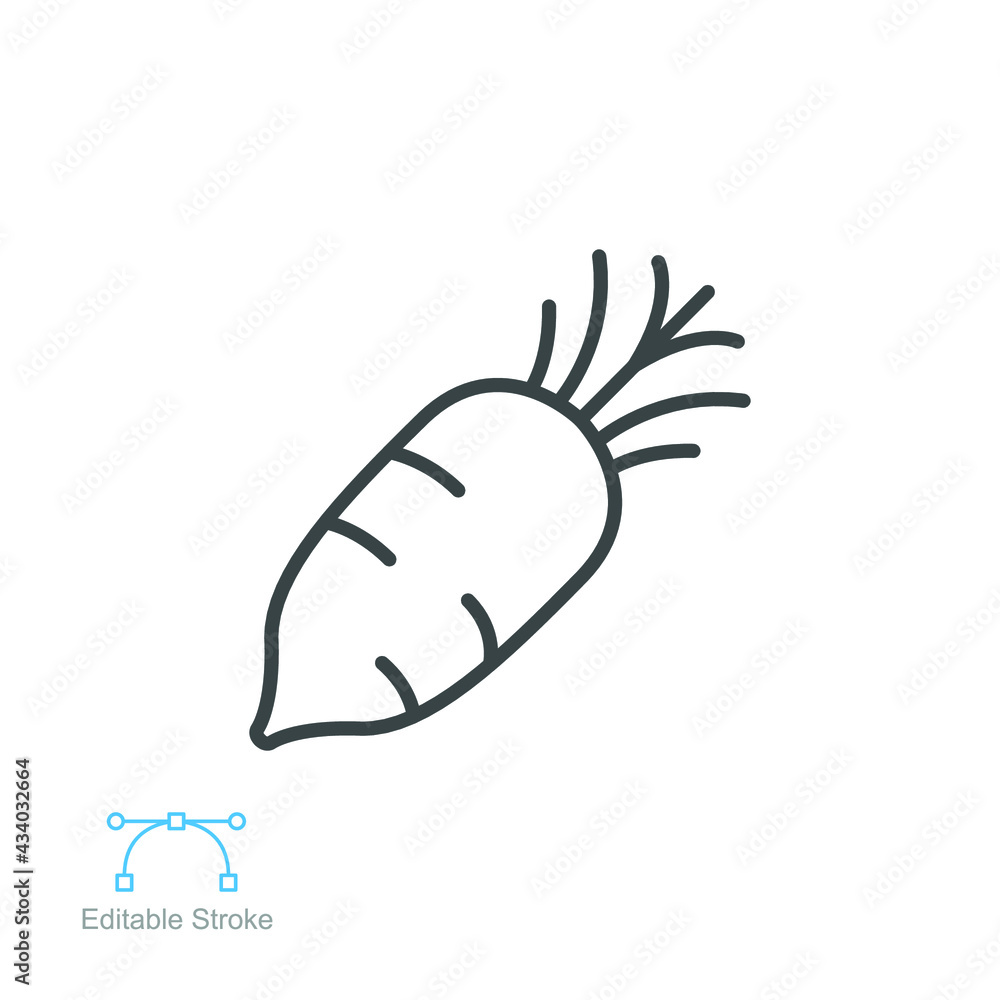 Daikon icon. fresh nature organic root vegetable harvest, healthy food ...