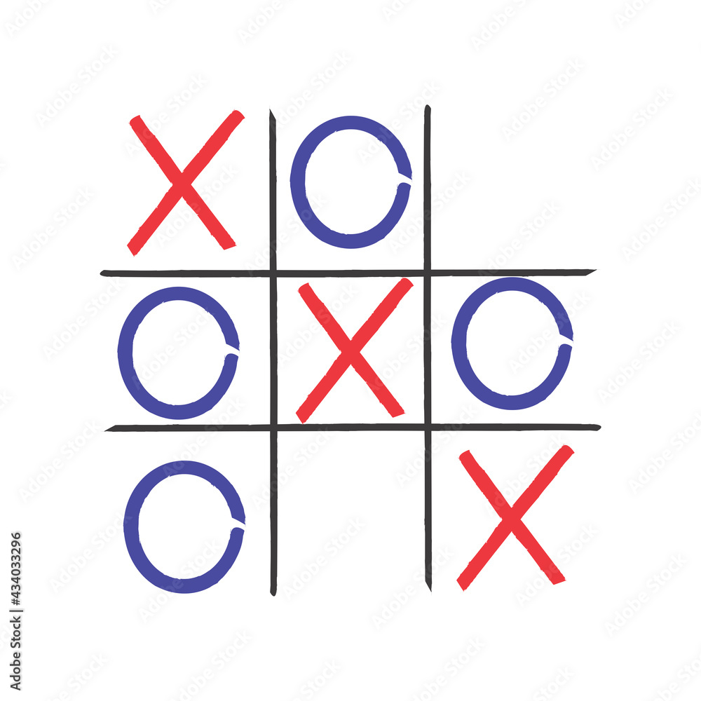 Tic tac toe in hand drawn style.Tick symbol. Game background concept ...