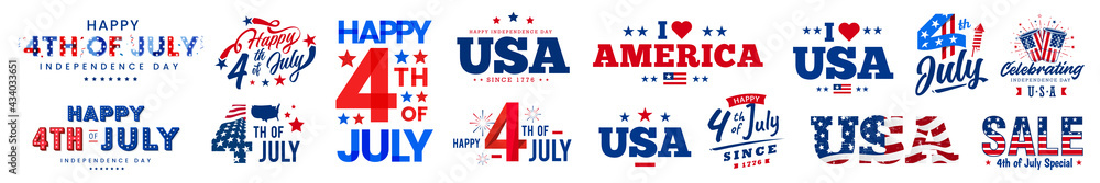 Collection of 4th of July usa independence day greeting monogram ...