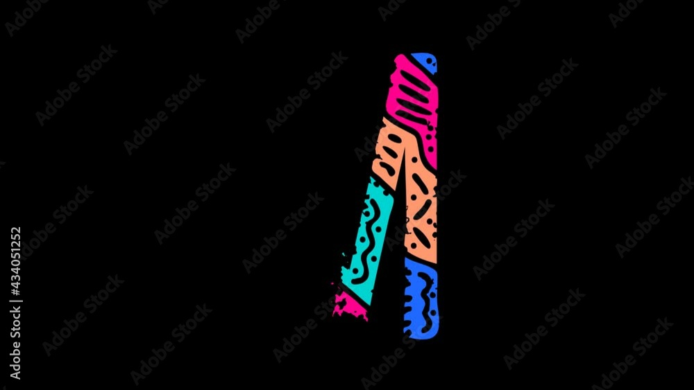 Letter M. Colorful bright multi-colored contrasting doodle symbol ...