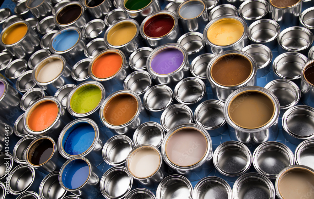 Paint cans color palette and Rainbow colors Stock Photo | Adobe Stock