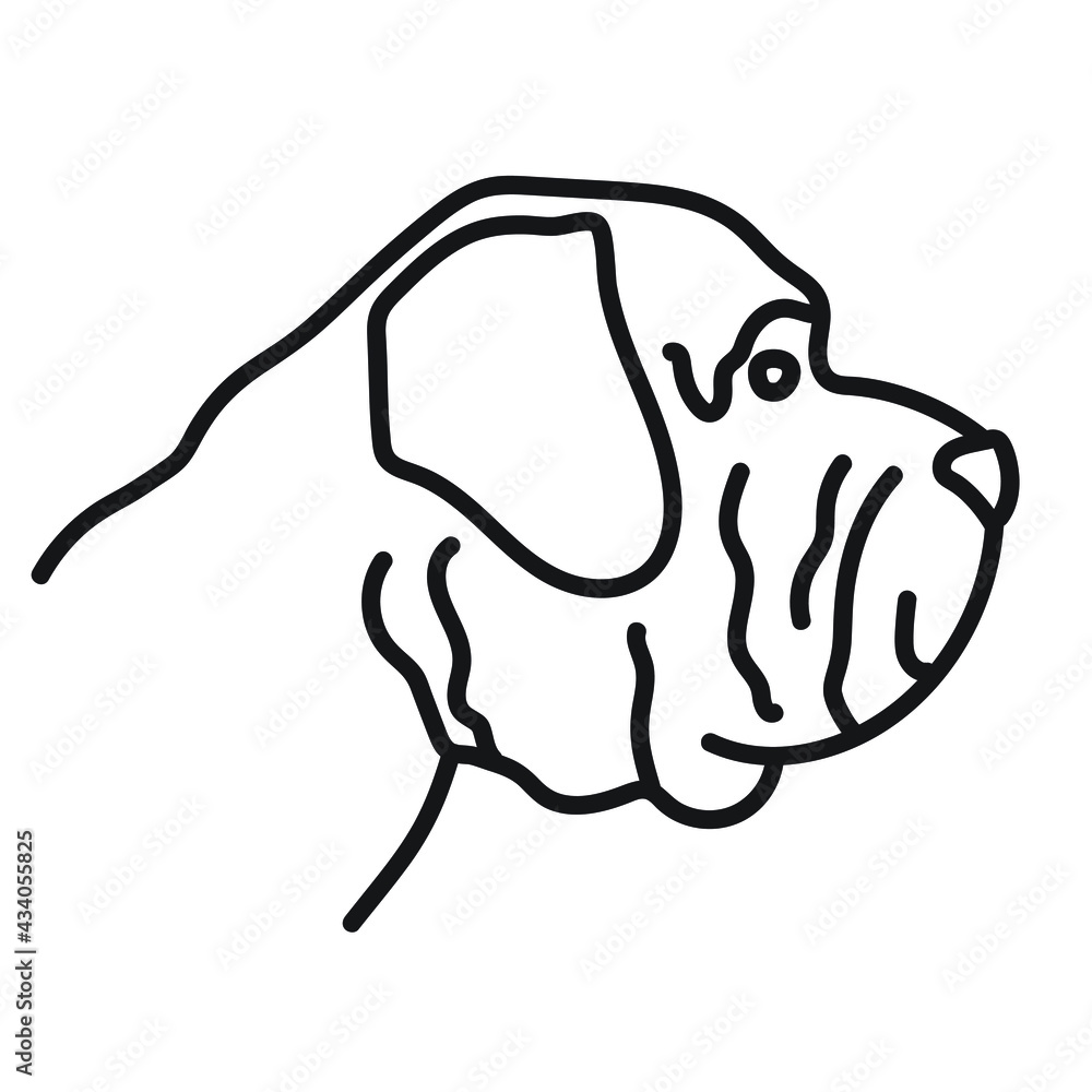 Great Dane Vector Black And White Illustration Of A Head In Profile Line Art Line Drawing