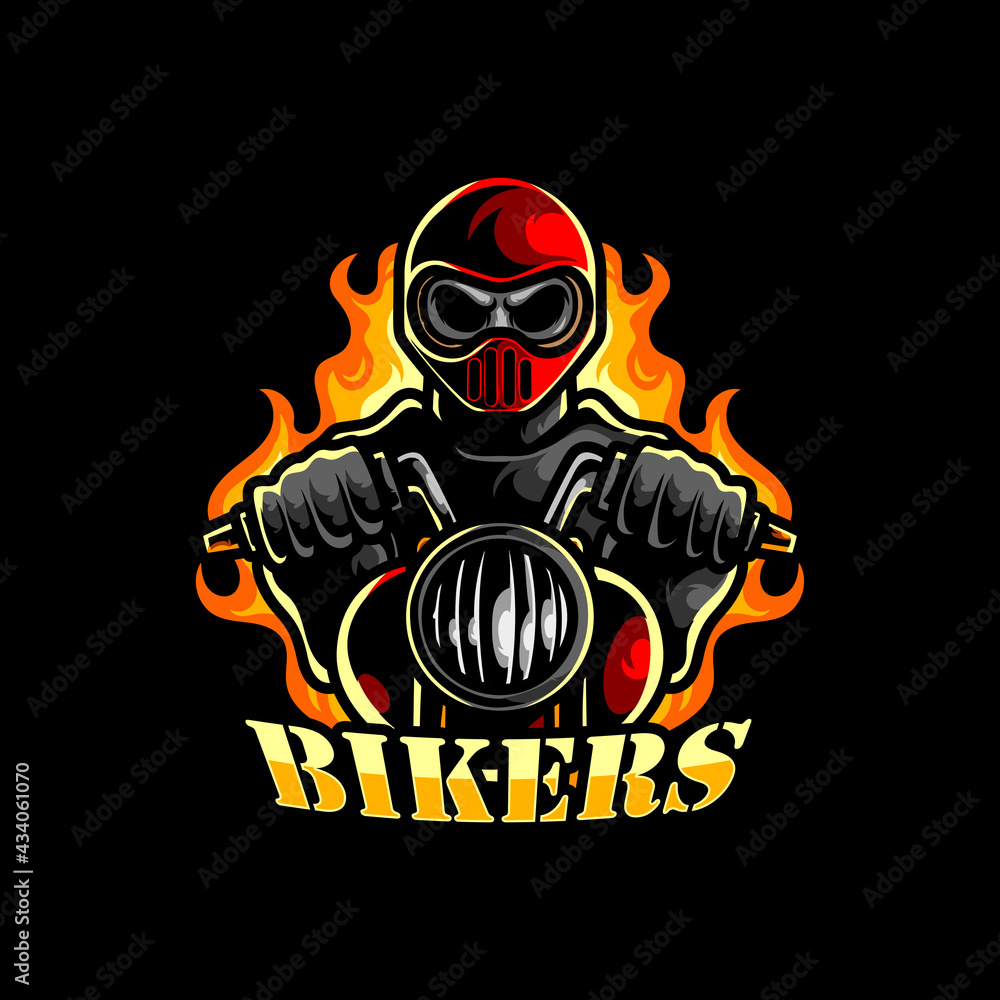Bikers Emblem Mascot Logo Inspiration Stock Vector | Adobe Stock