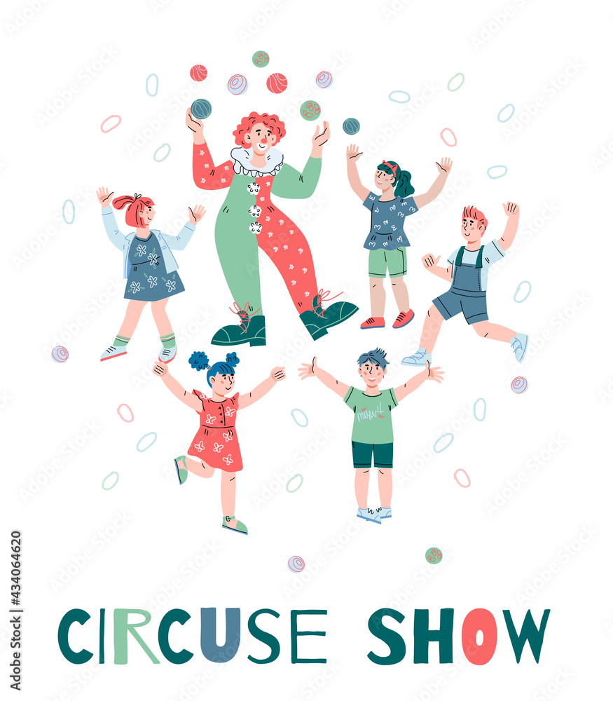 Circus show for kids advertising - clown juggling for kids. Circus show ...
