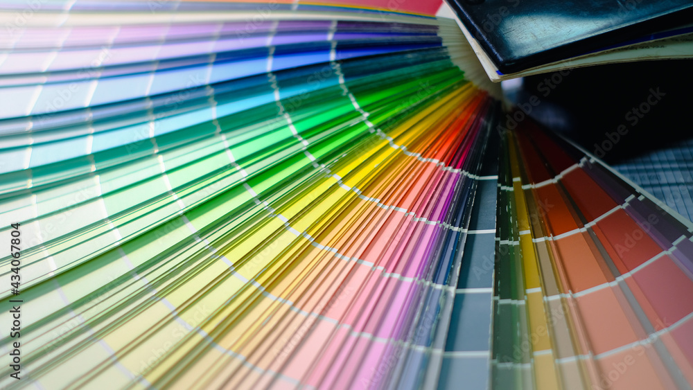 Close-up on color palette guide for printing and painting.Color palette ...