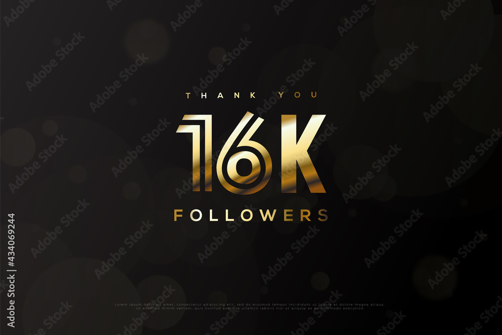 thank you 16k followers with transparent circle background and gold ...