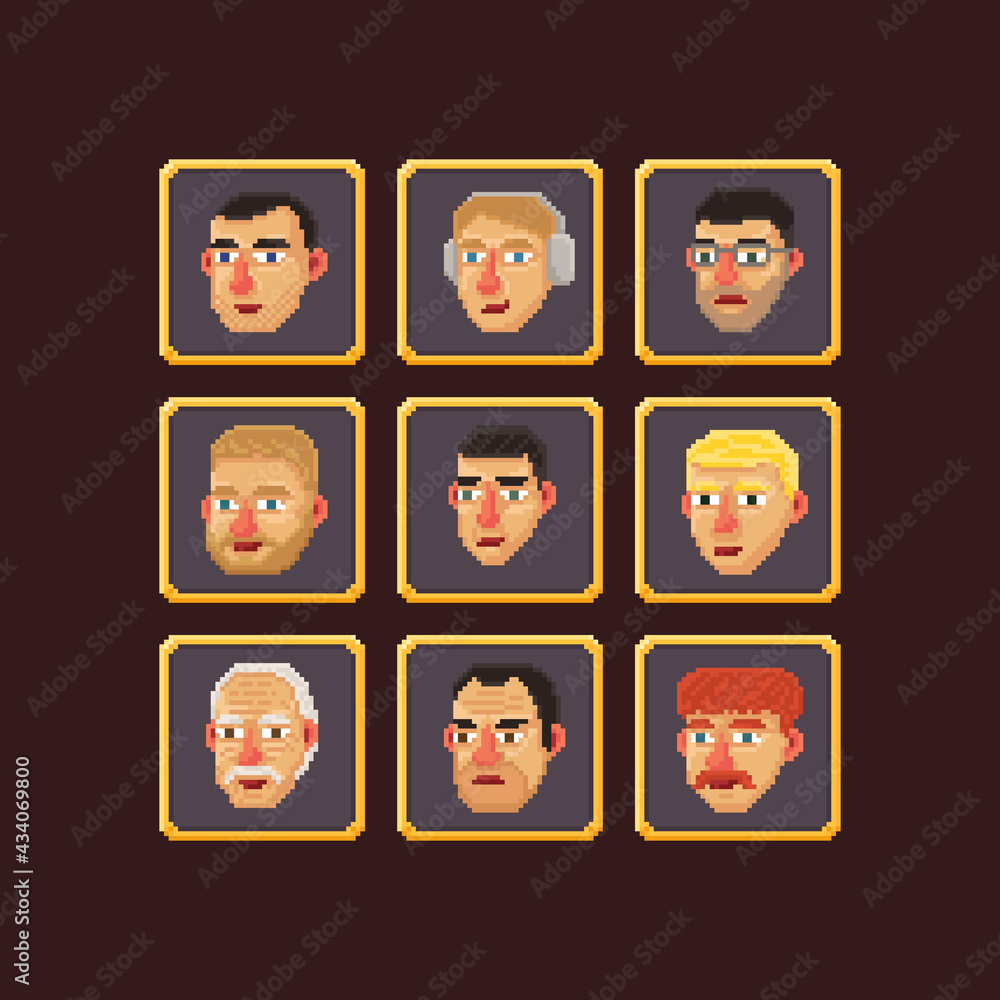 Pixel art vector illustration set of various pixelated cartoon old and ...
