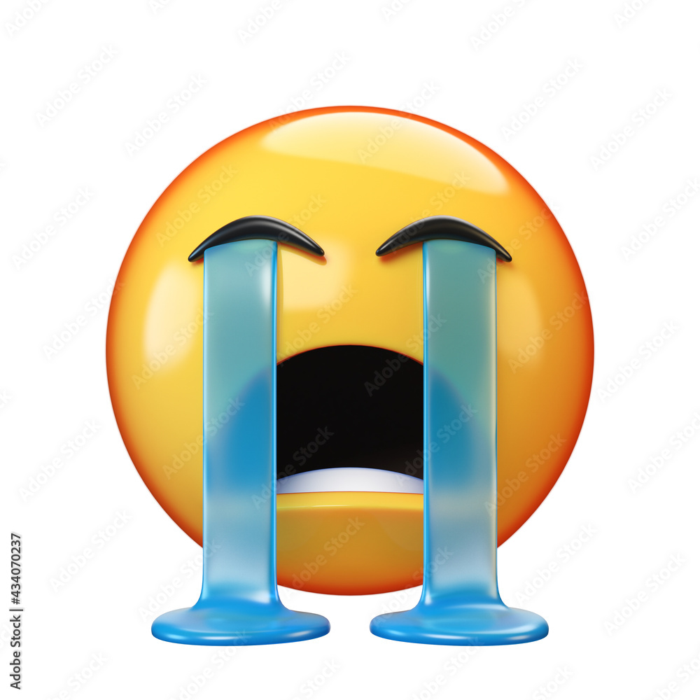 Crying Emoji Isolated On White Background Emoticon In Tears 3d
