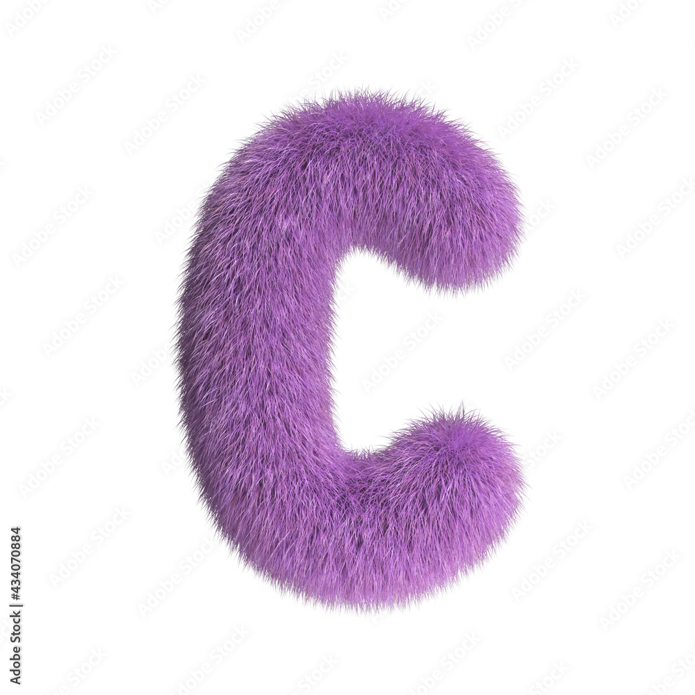 Hairy font, furry alphabet, 3d rendering, letter C Stock Illustration ...
