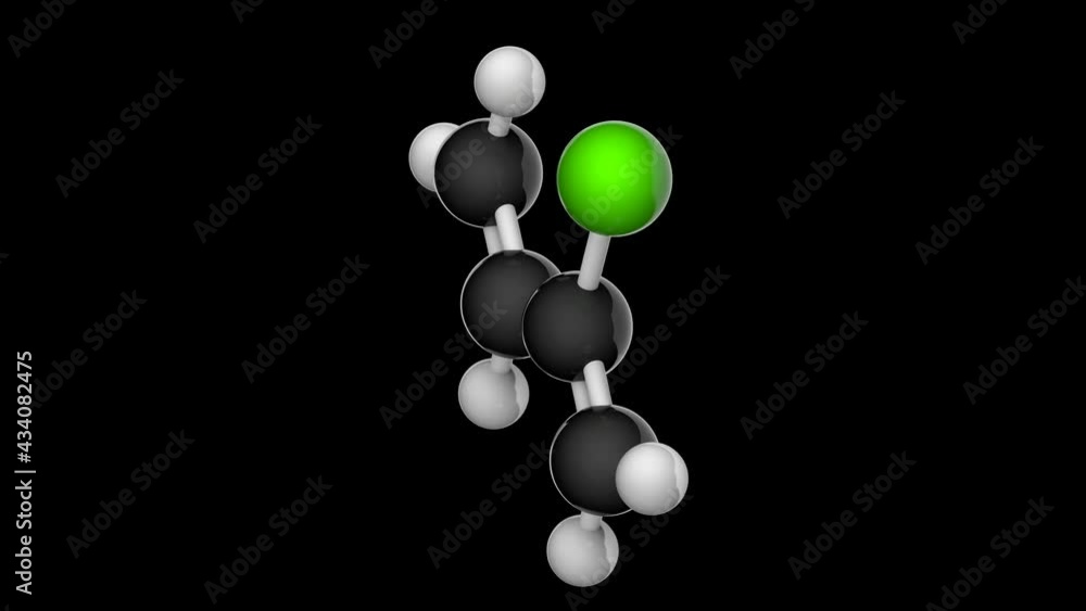 Structural chemical formula and molecular structure of Chloroprene(2 ...