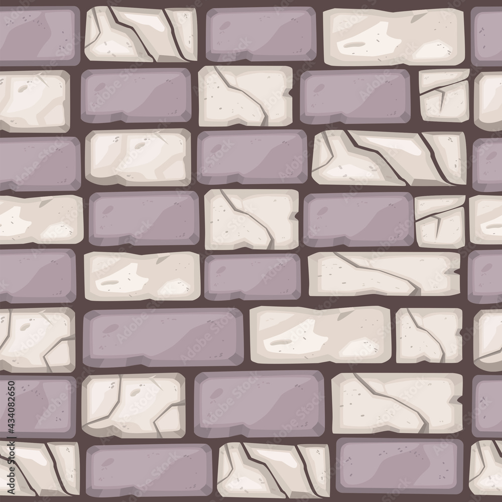 Stone floor seamless pattern, brick wall tile vector texture, old ...