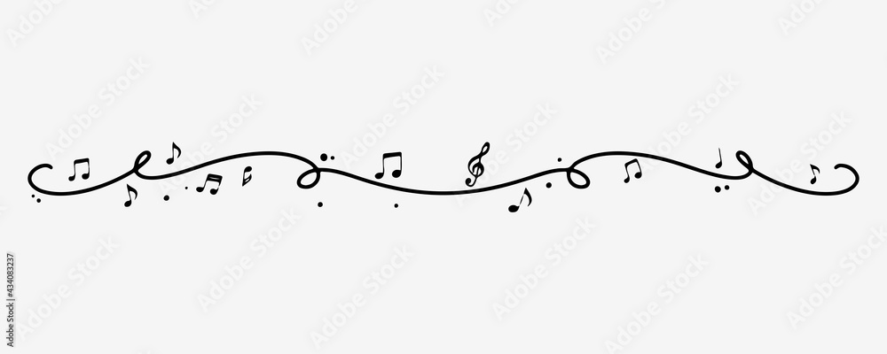 Hand drawn music dividers. Hand drawn music divider in doodle style ...