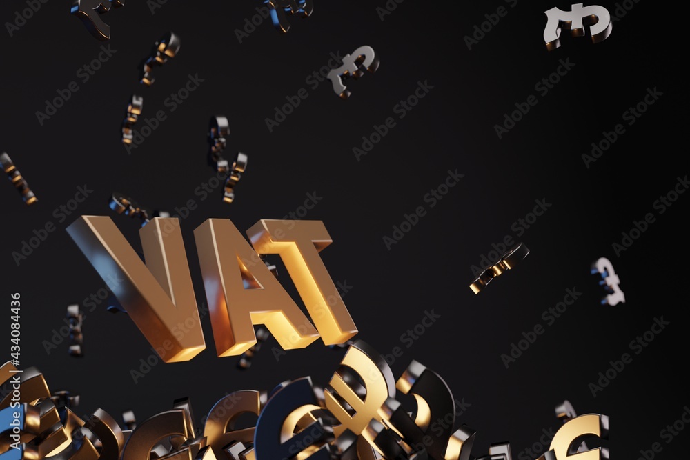 Money signs with acronym 'VAT' - 'Value Added Tax', studio background ...