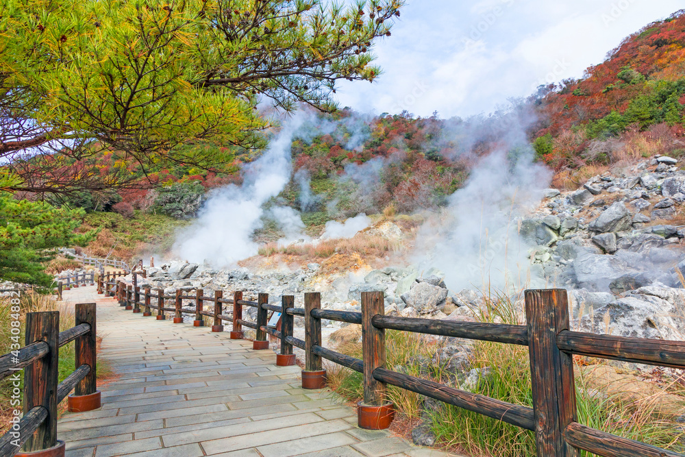 Unzen Hell is a famous tourist destination within Unzen Hot Springs ...