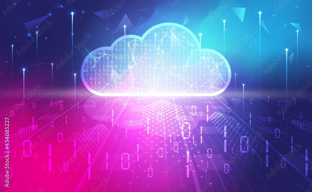 Cloud computing abstract background concept, Digital technology banner ...