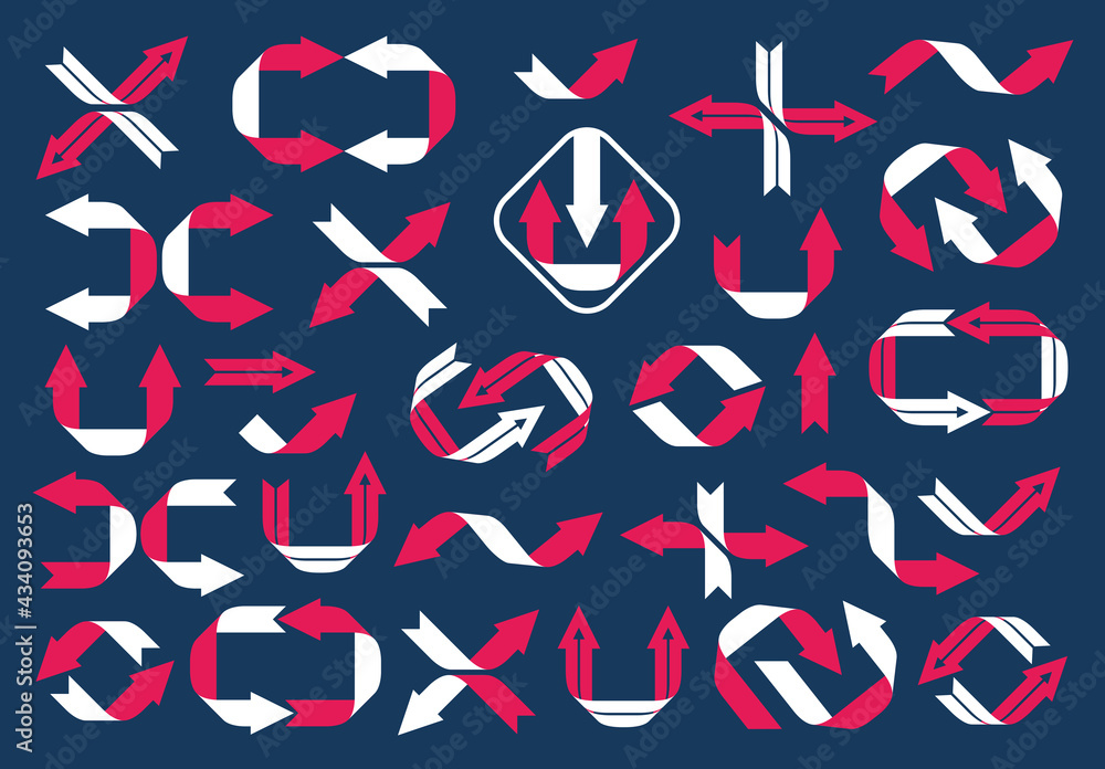Stylish arrow logos and icons symbols vector big collection, red and ...