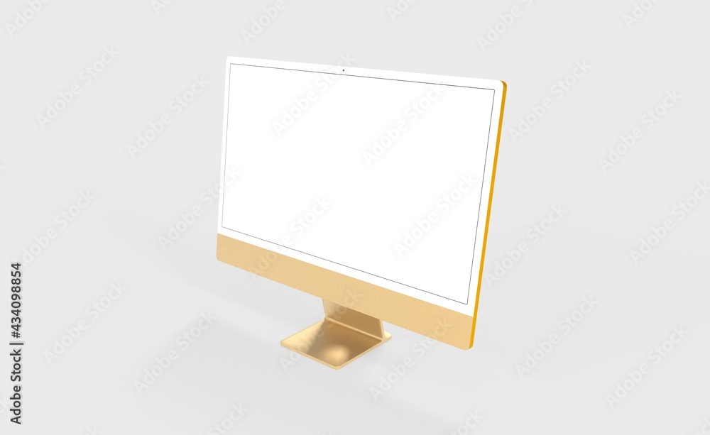Realistic new flat screen computer monitor 3d style mockup with blank ...