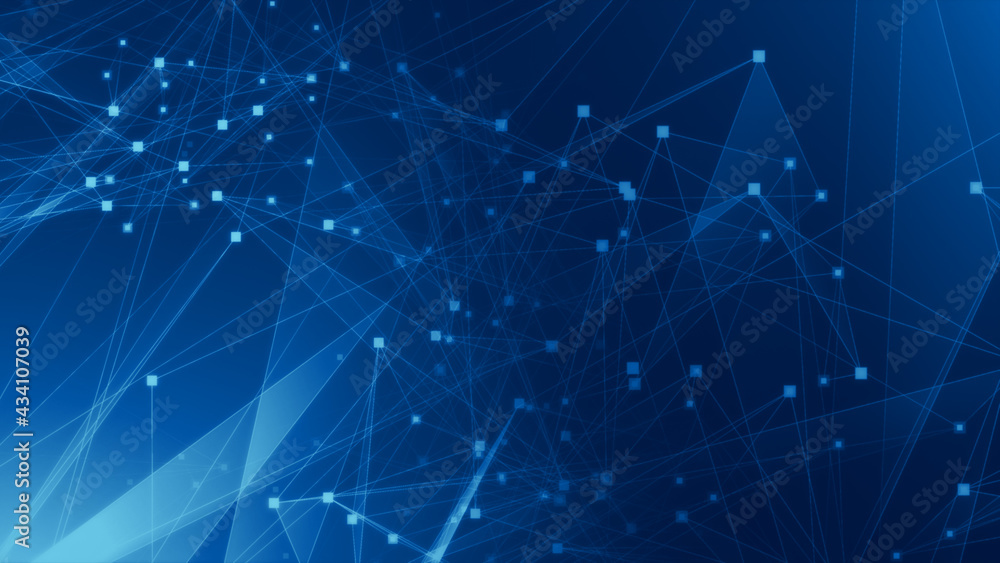 Abstract blue polygon tech network with connect technology background ...