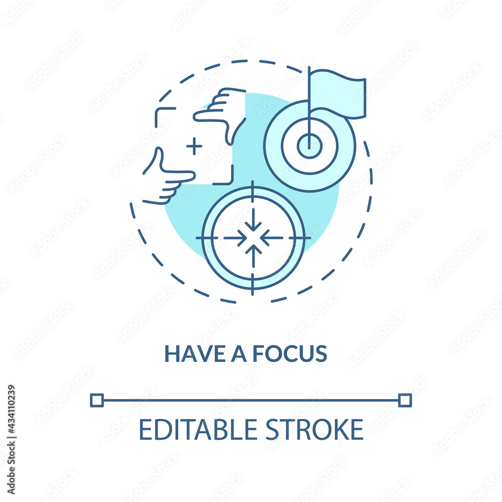Have focus blue concept icon. Clarity of business vision, goal setting ...