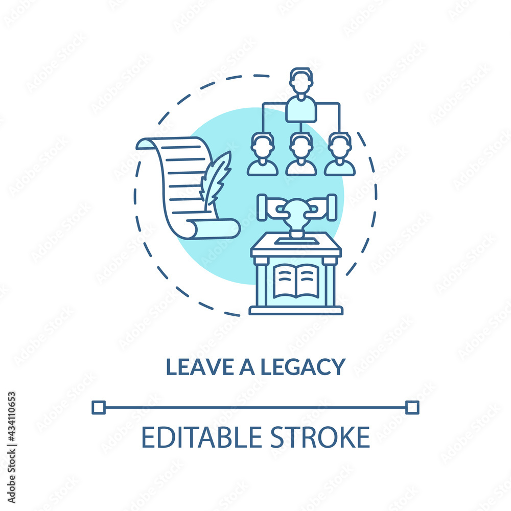 Leave a legacy blue concept icon. Successful leader. Positive impact ...