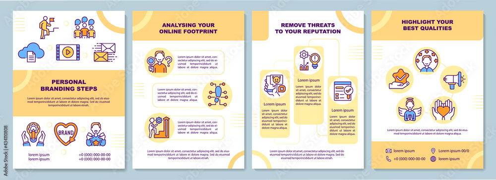Personal branding steps brochure template. Flyer, booklet, leaflet ...