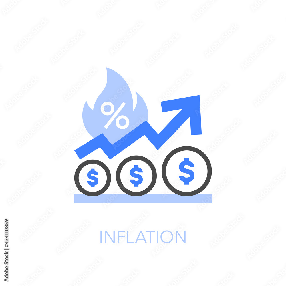 Inflation symbol with a growing pricing curve and percentage symbol ...