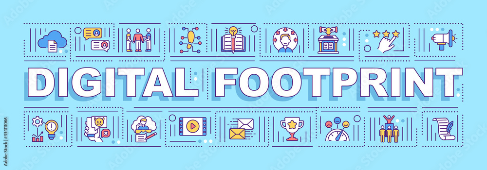 Digital footprint word concepts banner. Cyber shadow. Online trail ...