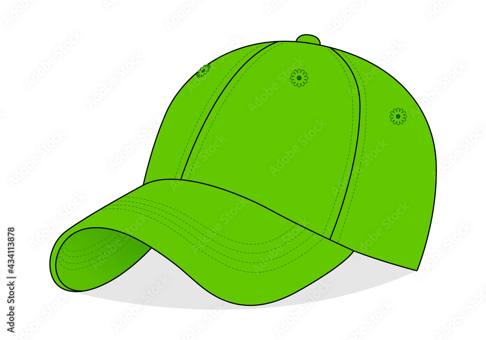 Green baseball cap template vector on white background, Perspective ...