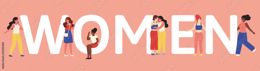 Women unity. Female friendship or sisterhood concept, young girlfriends ...