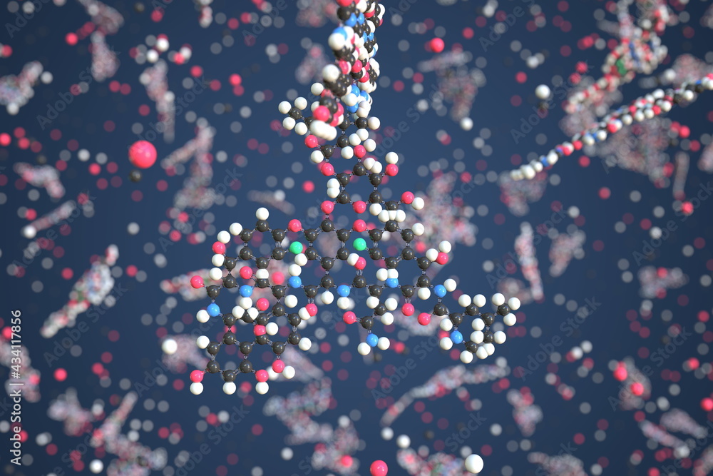 Molecule of Vancomycin. Molecular model, conceptual 3d rendering Stock ...