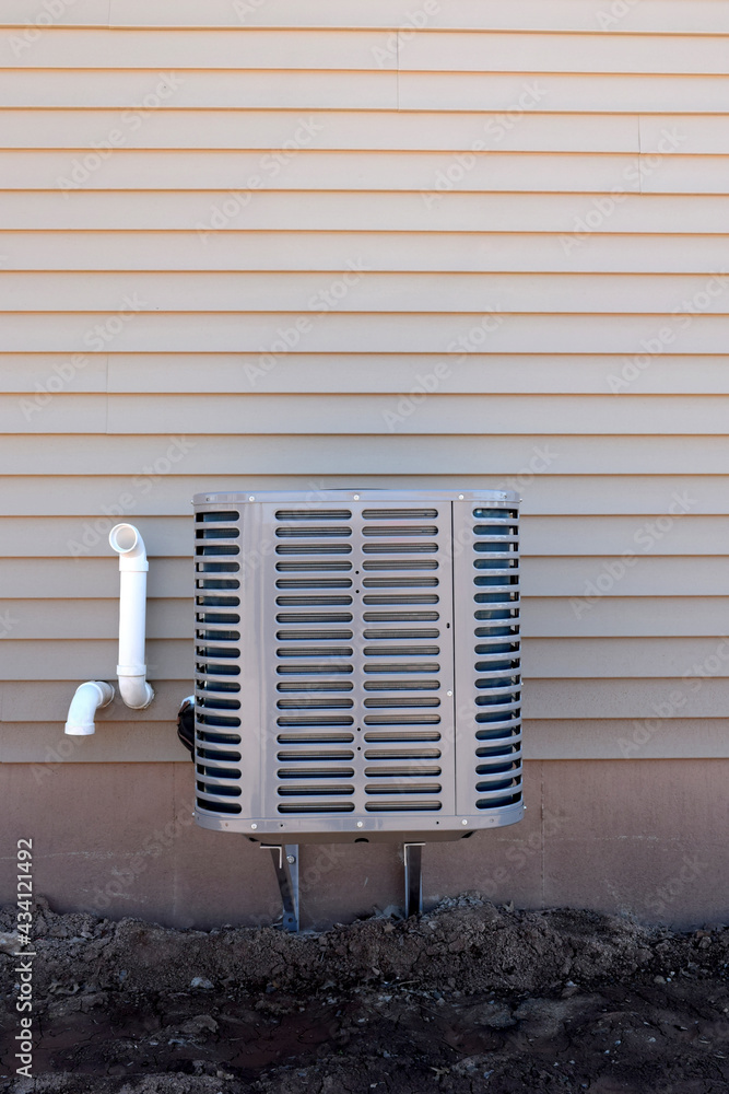 Air Conditioning Unit Installed on New Home House Construction Builders ...