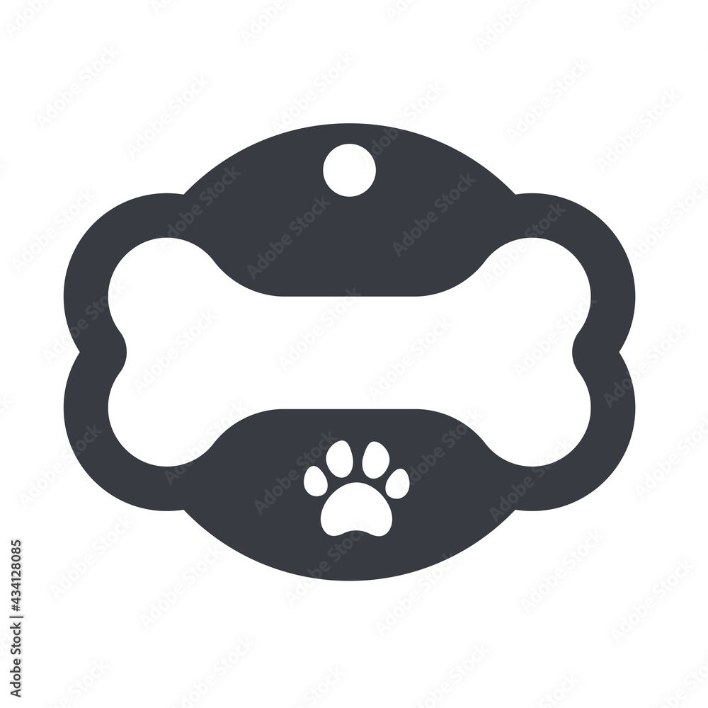 Dog tag template. Vector silhouette dog tag for neckline. Isolated on ...