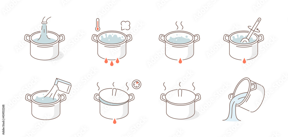 Instruction How to Boiling Something in Cooking Pot. Boiled Steamed ...