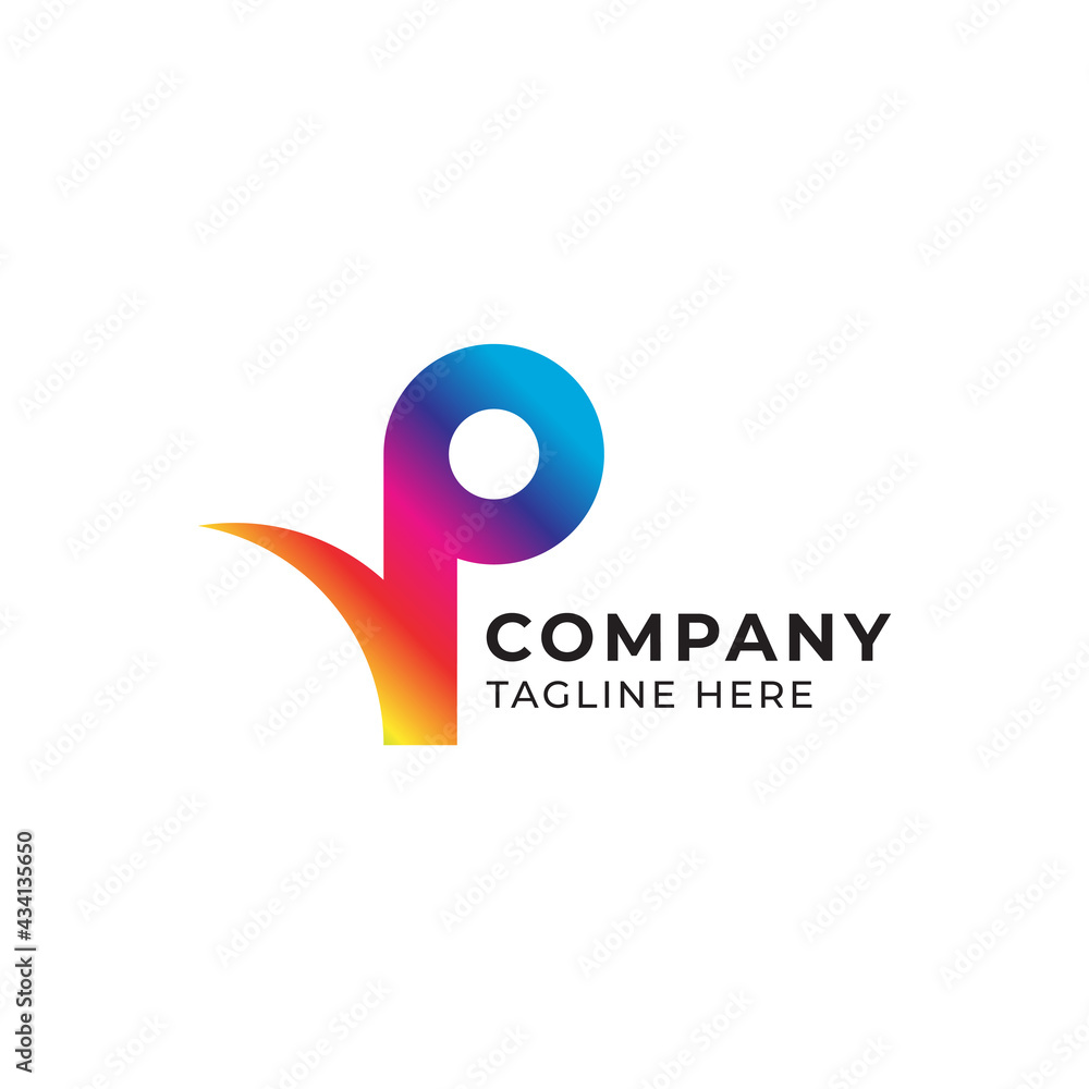 Futuristic and Colorful Letter P Alphabet Music Logo Design isolated on ...