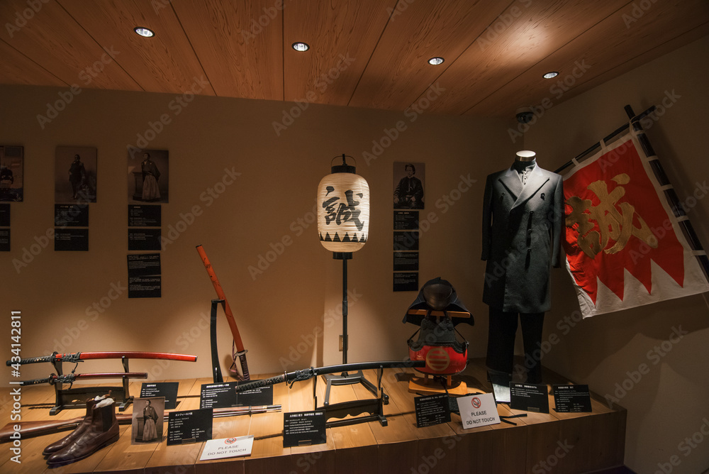 Tokyo, Japan - January 12, 2016: Samurai armors and samurai swords are ...