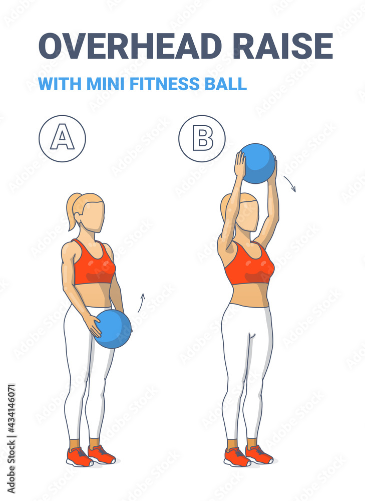 Girl Doing Overhead Raise with Medicine Ball Home Workout Exercise ...