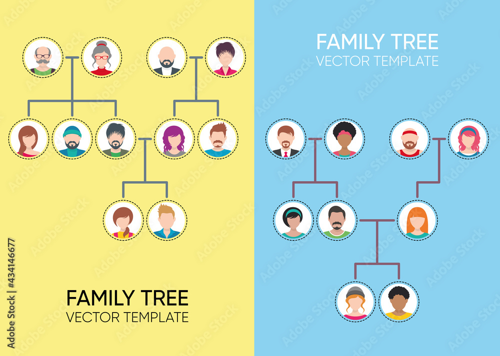 Family tree design templates with avatar icons Stock Vector | Adobe Stock
