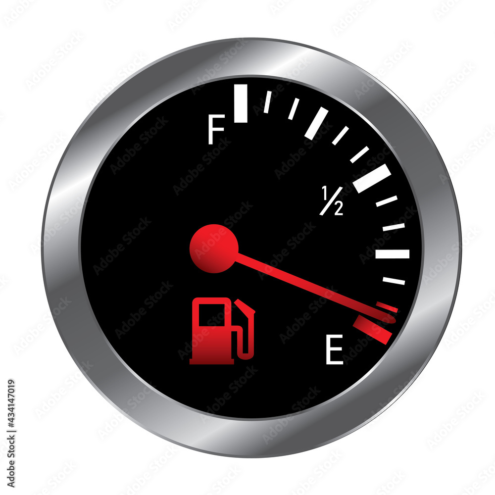 Vector Empty fuel warning light in car dashboard. Fuel pump icon ...
