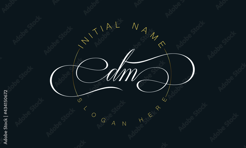 DM/MD cursive letter stylish luxury logo in golden and white color, DM ...