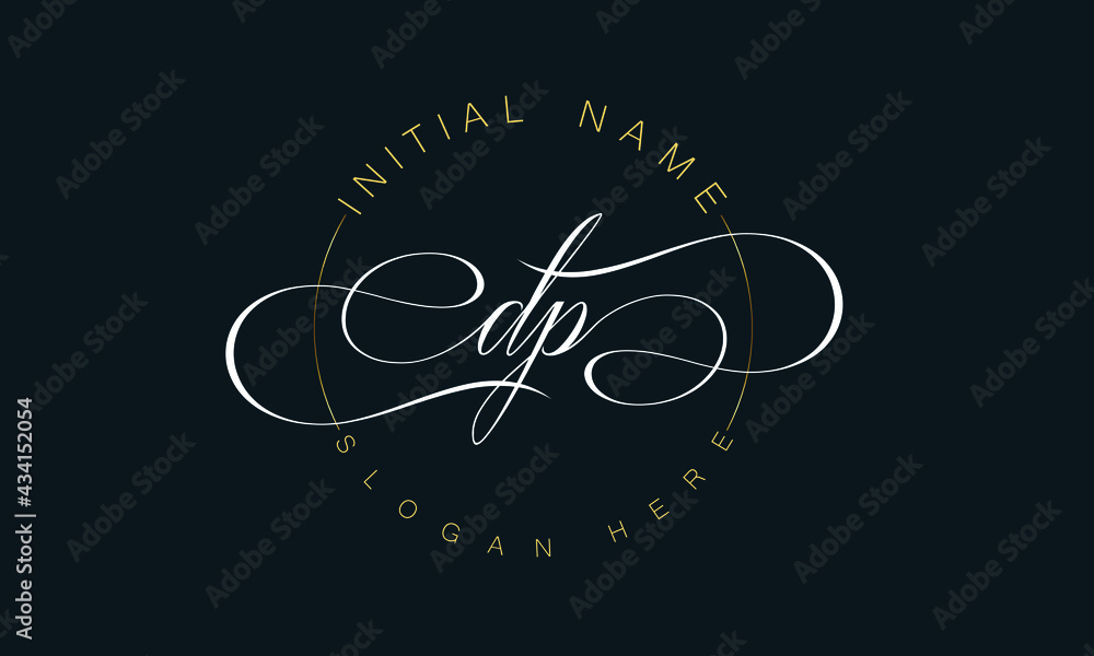 DP/PD cursive letter stylish luxury logo in golden and white color, DP ...