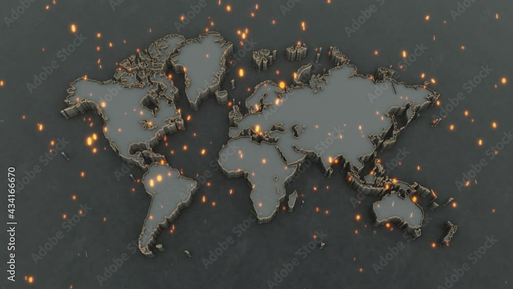 3D animation of the map of World Map Stock Video | Adobe Stock