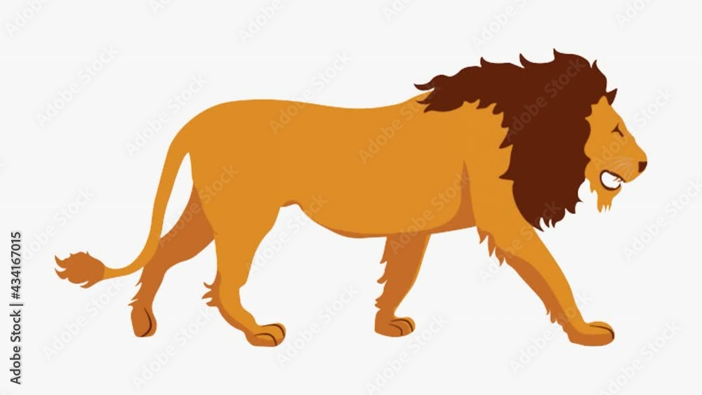 Lion's walking cycle 2D animation, cartoon animation, lion animation ...