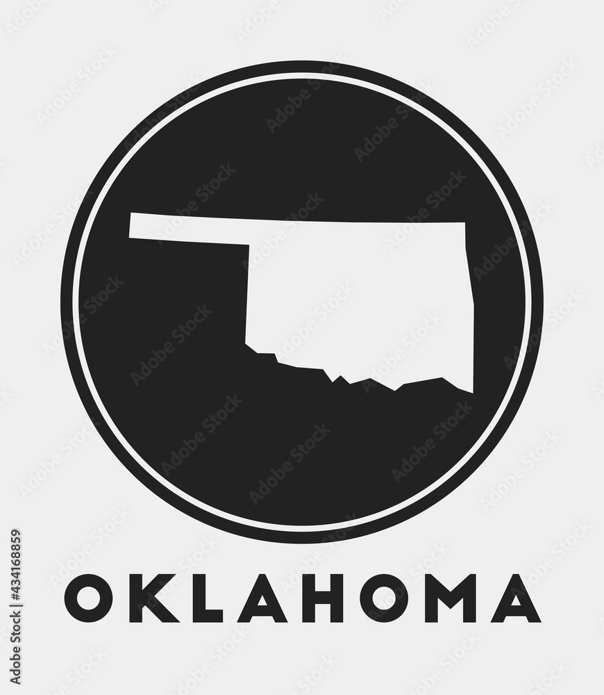 Oklahoma icon. Round logo with us state map and title. Stylish Oklahoma ...