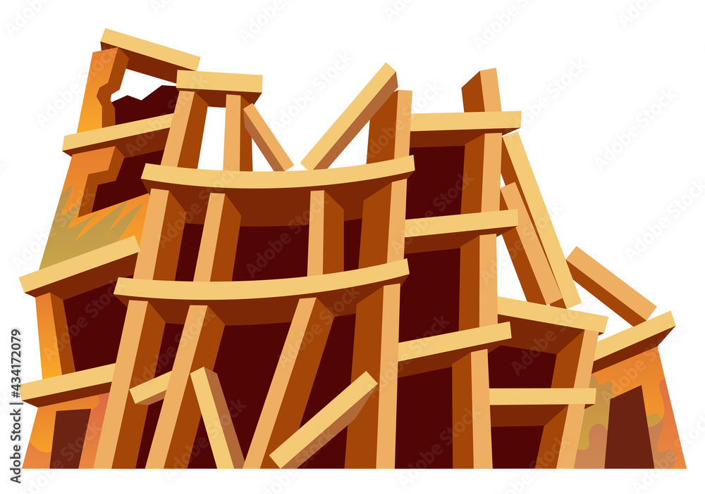 Destroyed building after earthquake, storm, tornado, natural disaster ...