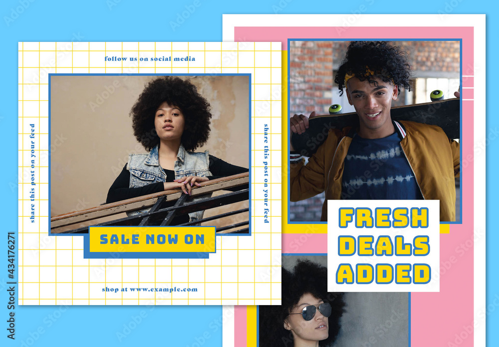 Pop Grid Social Media Set Stock Template | Adobe Stock